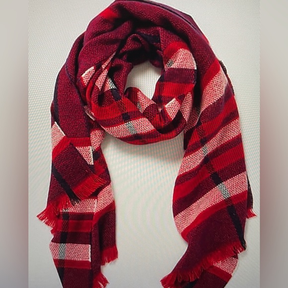 J. Jill | Accessories | Nwt Jjill Exploded Plaid Scarf Ruby Red Multi ...